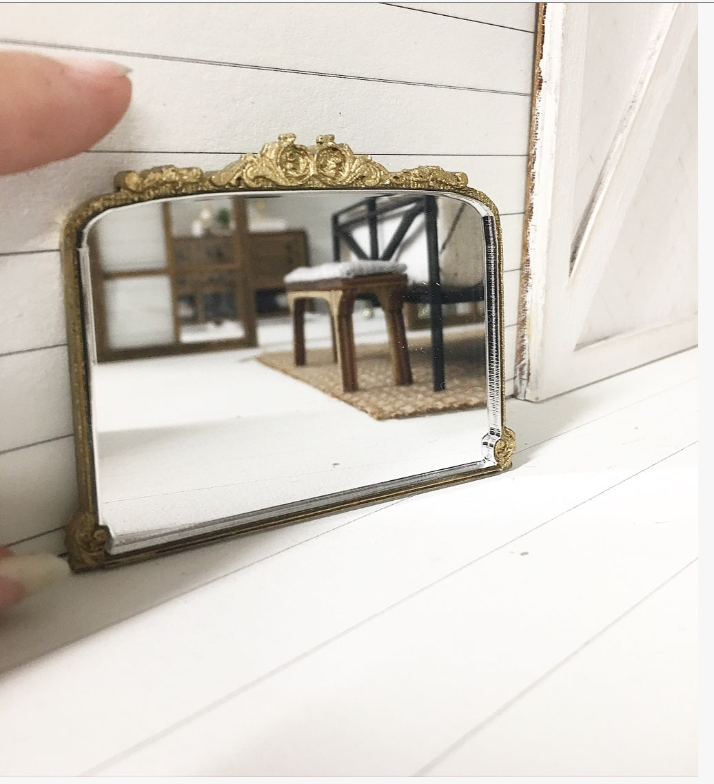 Miniature Farmhouse Rectangle Champagne Gold Mirror Large ...