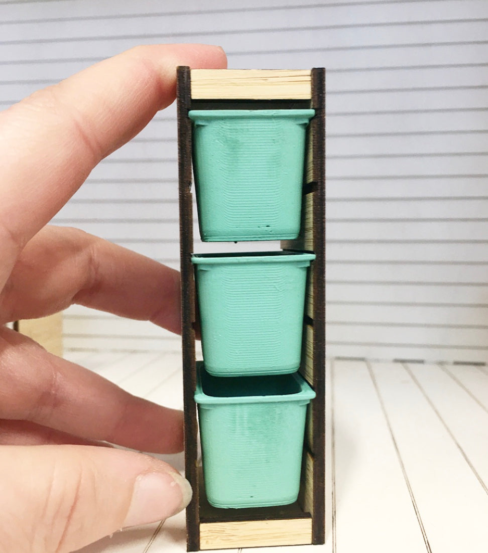 1 :12 Scale | Miniature Dollhouse Trofast Storage Cabinet 3 Tub Large ...