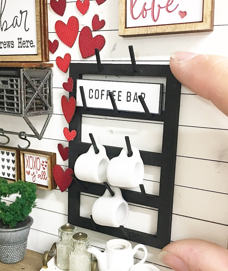 1:12 Scale | Miniature Farmhouse Narrow Cup Rack Black ...