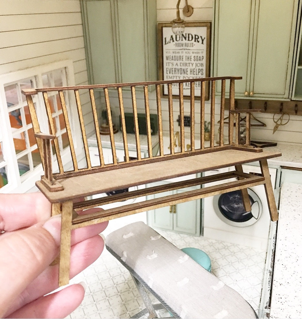 1:12 Scale | Miniature Farmhouse Wooden Bench – MyMiniatureEmporium