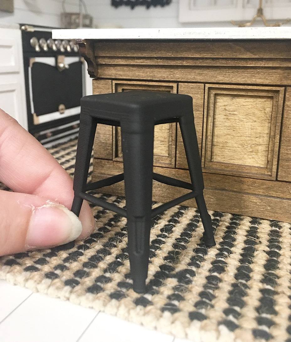 Miniature 1:12 | Miniature Farmhouse Industrial Stool Matte Black 3PC ...