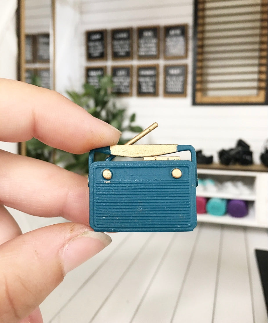 1:12 Scale | Miniature Dollhouse Farmhouse Gym Radio Teal ...