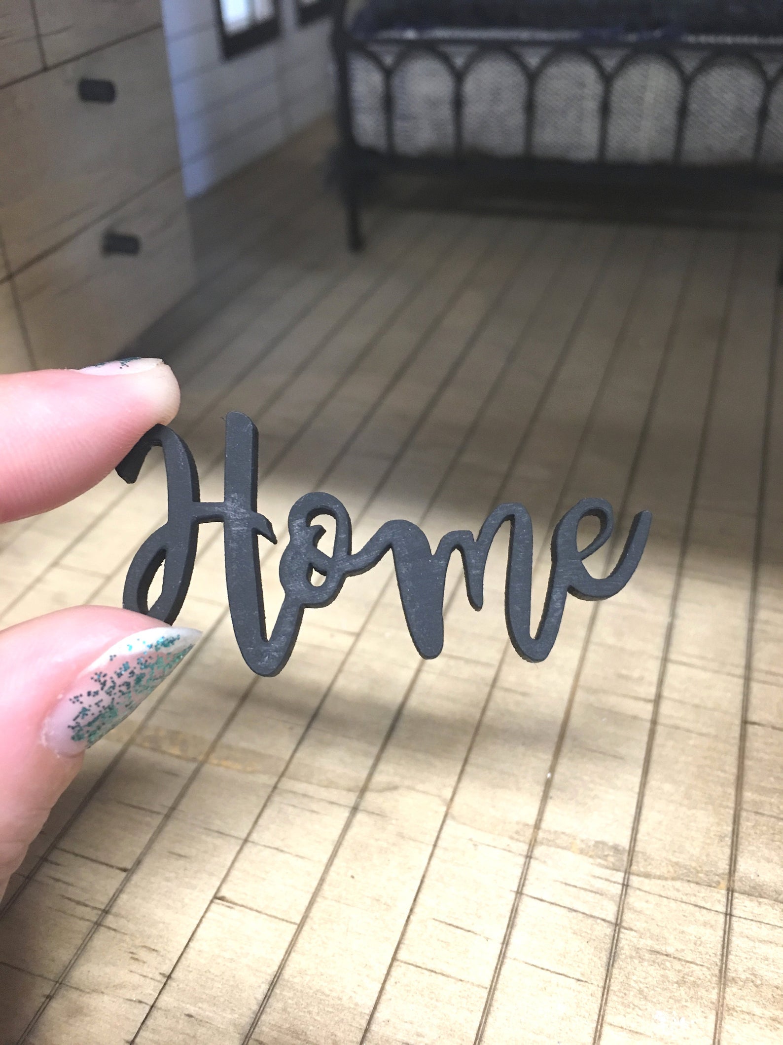 Wooden Scroll Words Home Black – MyMiniatureEmporium