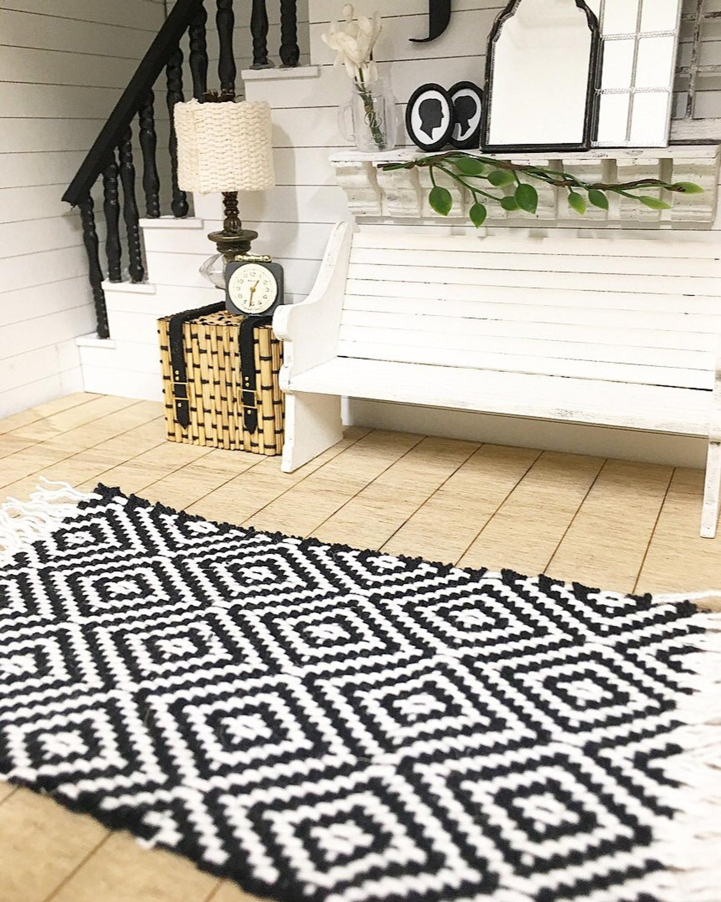 Miniature Black & White Woven Large Runner Rug – MyMiniatureEmporium