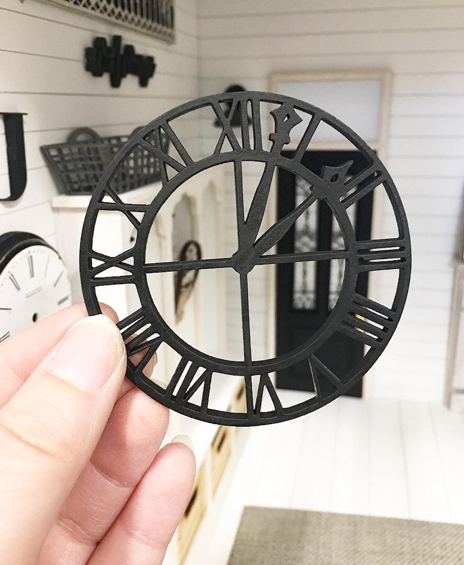 Miniature Farmhouse Black Clock – MyMiniatureEmporium