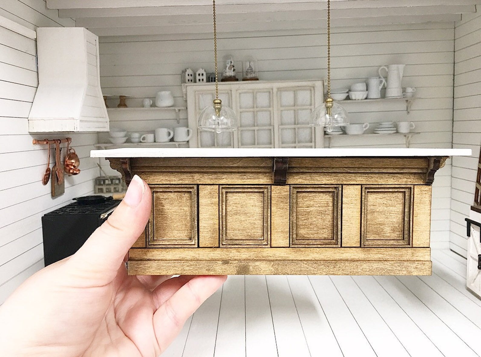 Miniature Farmhouse Kitchen Island Bench – MyMiniatureEmporium