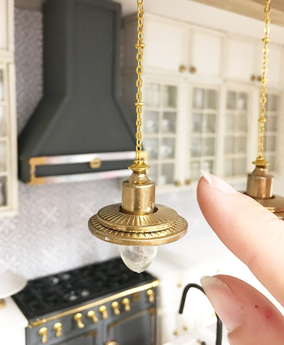 Miniature 1:12 Gold Line Hanging Light – MyMiniatureEmporium